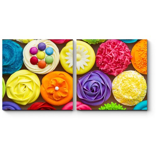 Модульная картина Разноцветные капкейки 120x60
