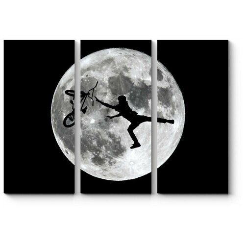Модульная картина Силуэт байкера на фоне луны100x72
