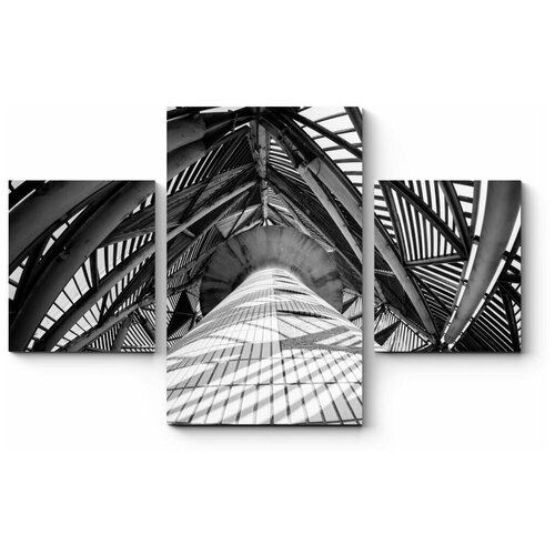 Модульная картина Винтовая черно-белая лестница160x104