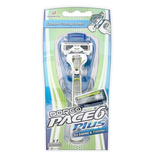 Многоразовый бритвенный станок Dorco Pace 6 Plus, зеленый, 1 шт.