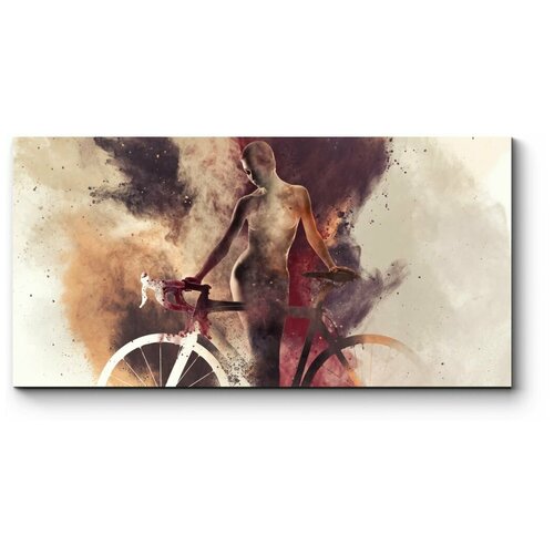 Модульная картина Девушка с велосипедом 60x30