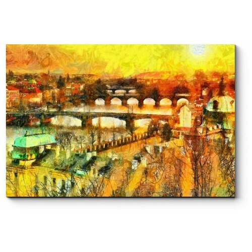 Модульная картина Прага в лучах солнца, масло 40x27