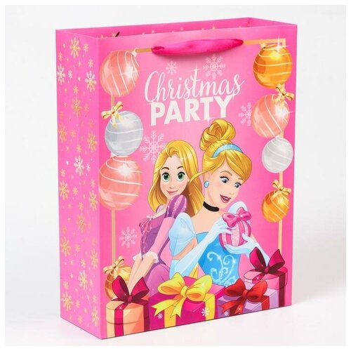 Подарочный пакет Disney ламинат вертикальный, "Cristmas party. Принцессы", 31х40х11,5 см