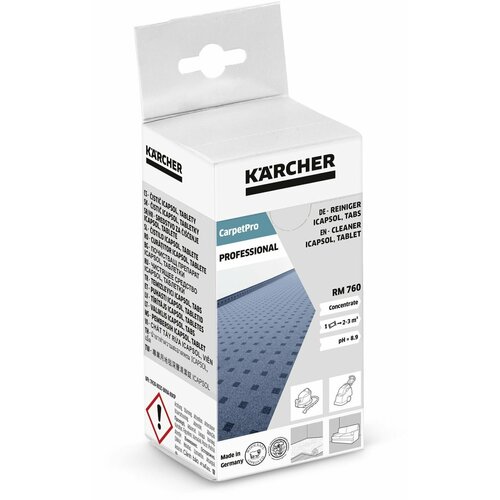 Чистящее средство в таблетках Karcher CarpetPro iCapsol RM 760 6.295-850.0 для чистки ковров, с нейтрализатором запаха и ускоренной сушкой, для моющих пылесосов серии Puzzi, 16 таблеток