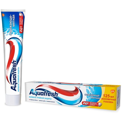 Зубная паста Aquafresh Тройная защита Освежающе-мятная, 125 мл, 125 г, 3 шт.
