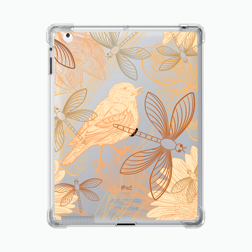 Противоударный силиконовый чехол для планшета Apple iPad 2/3/4 Узор из стрекоз