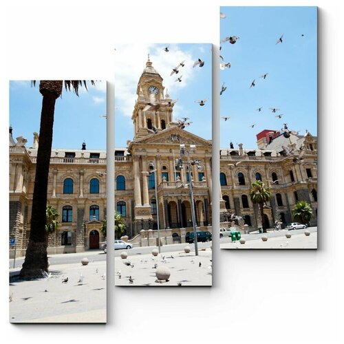 Модульная картина Летящие голуби над площадью Кейптауна 90x96
