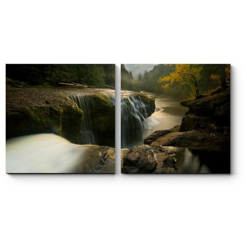 Модульная картина Лесной водопад 110x55