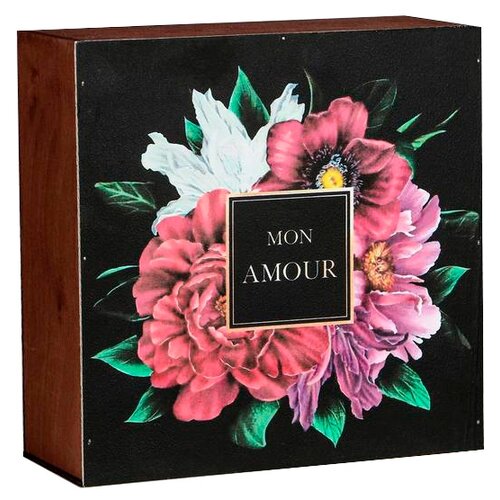 Коробка подарочная Дарите счастье Цветы, 25x25x10 см, черный