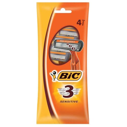 BIC Sensitive Бритвенный станок с 1 лезвием для чувствительной кожи 4 шт