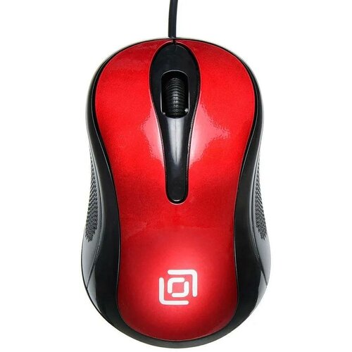 Мышь Oklick, мышь оптическая, мышь проводная, USB, мышь 1000 dpi, мышь черного и красного цвета