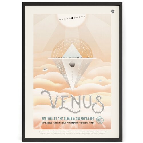 Космический постер на стену ретро-футуризм от NASA - Венера 90 x 60 см в тубусе