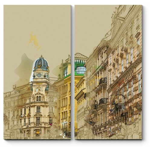 Модульная картина На старых улочках Вены 60x60