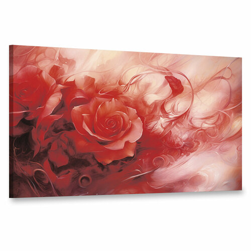Интерьерная картина 100х60 "Розы в вихре страстей"