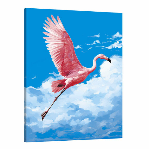 Интерьерная картина 50х70 "Розовая грация фламинго"