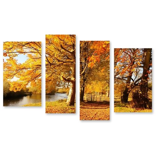 Модульная картина на холсте "Осенний лес" 90x56 см