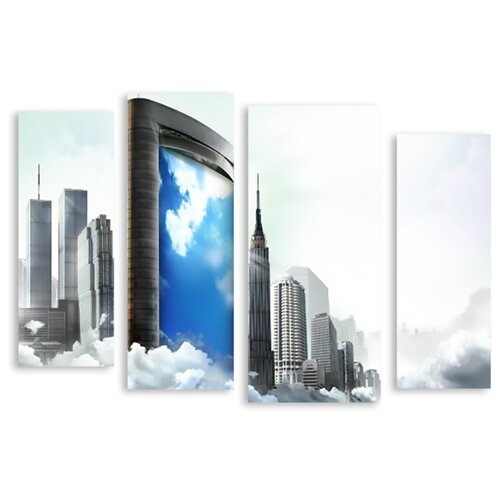 Модульная картина на холсте "Город на облаках" 120x87 см