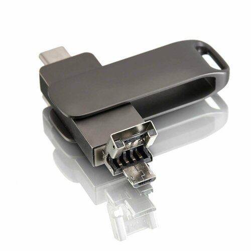 USB флешка, USB flash-накопитель, Флешка Ultra 3 в 1 (USB + micro USB + Type-C), 16 ГБ, тёмно-серая, арт. F38 30шт