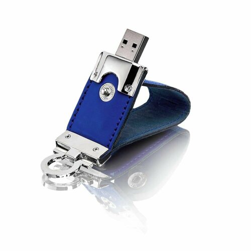 USB-флеш-накопитель, Кожаная флешка, Banyan, 128 МB, синяя, USB 2.0, арт. F20