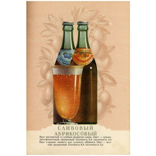 Постер / Плакат / Картина Советские постеры - Сливовый и абрикосовый напиток 90х120 см в подарочном тубусе