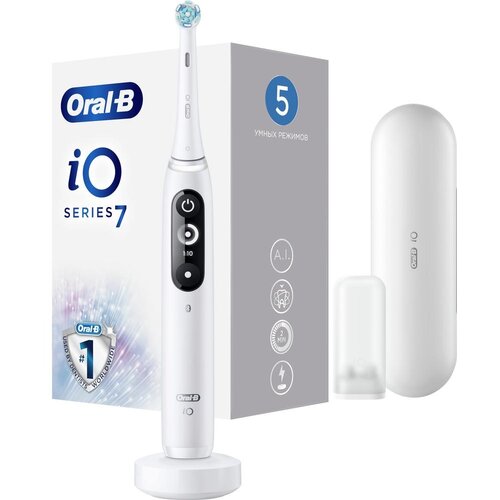 Электрическая зубная щетка Oral-B iO 7 White Alabaster, белый