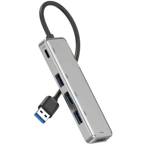 USB хаб, разветвитель адаптер юсб хаб, 4 разъема USB, 1 разъем USB-C активный, подключение любых устройств