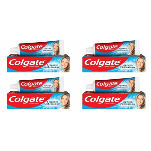 Зубная паста, Colgate, бережное отбеливание, 77 г, 50 мл, 4 шт