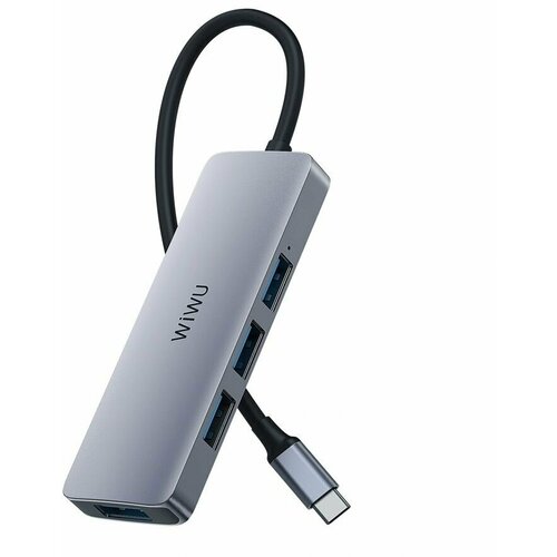 USB Хаб WiWU Alpha 440 Pro 4 в 1 Type C to 4 x USB 3.0 - Серый