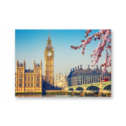 Картина на холсте | Diva Kartina | Город. Весенний Лондон | 80X56 см | Интерьерный постер