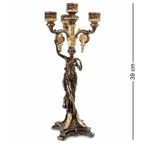 Канделябр в древнеримском стиле Veronese "Девушка" (bronze/gold) WS-690/ 2