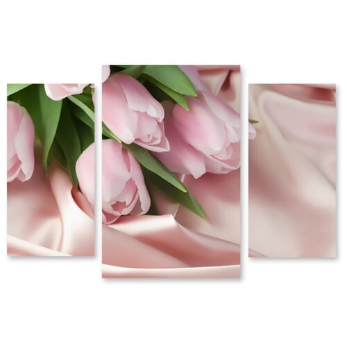 Модульная картина на холсте "Нежные тюльпаны" 90x61 см