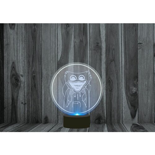 Светильник, ночник 3D MIGOM взрослым принт "Попи Плэйтайм - Хагги Вагги, Poppy Playtime - Huggy Wuggy" - PPHW02