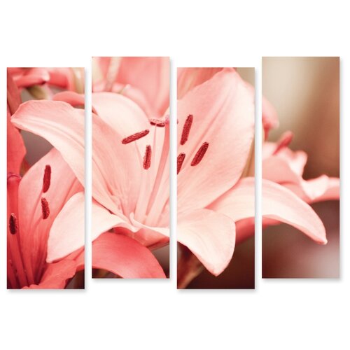 Модульная картина на холсте "Розовая лилия" 90x67 см