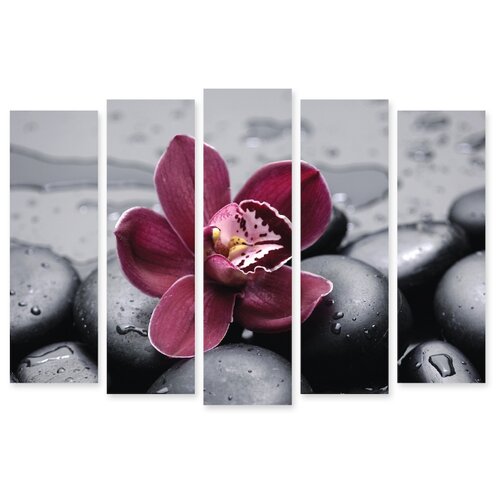 Модульная картина на холсте "Бордовая орхидея" 90x65 см