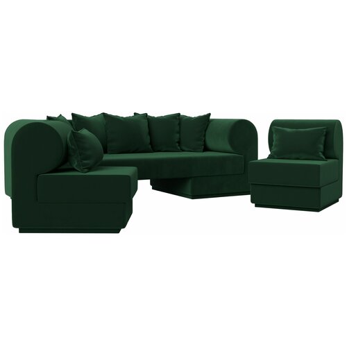 Набор Лига Диванов Кипр-3 (диван, 2 кресла) Велюр Зеленый