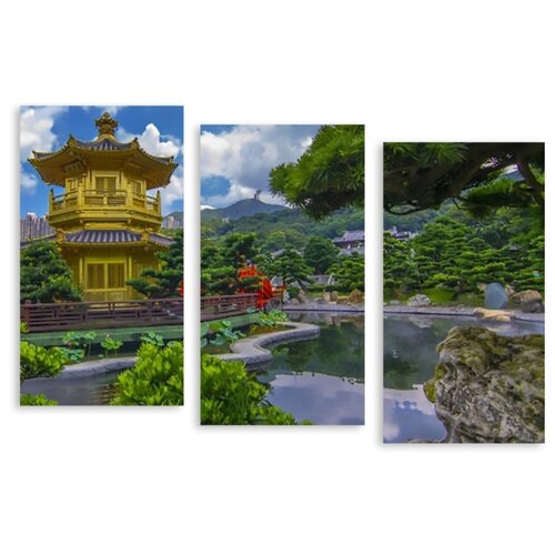 Модульная картина на холсте "Парк в Гонконге" 90x62 см