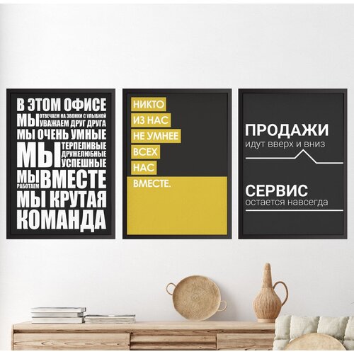Набор плакатов "Для Офиса" / Формат А3+ / 3 шт. (33х48 см) / Набор интерьерных постеров без рамы / Без рамы
