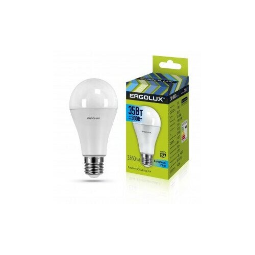 Светодиодная LED лампа Ergolux ЛОН A70 E27 35W(3360lm 270°) 4500K 4K матовая 135x67 пластик/алюм. LED-A70-35W-E27-4K (упаковка 16 штук)