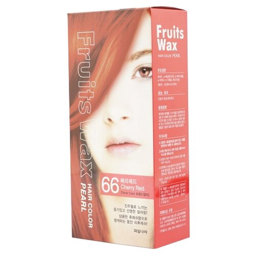 Welcos стойкая крем-краска для волос Fruits Wax Pearl Hair Color, 66 cherry red, 120 мл