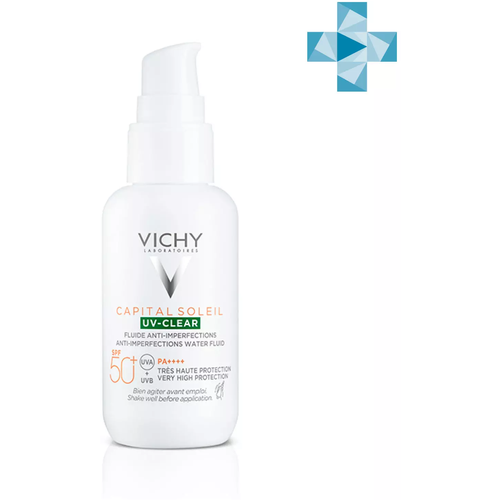 Vichy capital soleil uv-clear Флюид солнцезащитный для лица против несовершенств SPF 50+ 40 мл