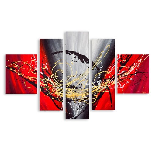 Модульная картина на холсте "Красно-серая абстракция" 150x98 см