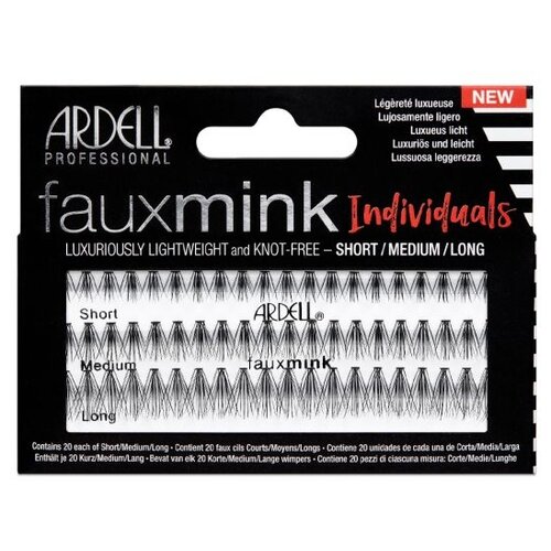 Ardell Пучки ресниц безузелковые Faux Mink Individuals Combo Pack, черный.., 60 шт.