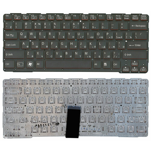 Клавиатура для ноутбука Sony Vaio SVE14A1X1RH. RU3 черная с красным без рамки
