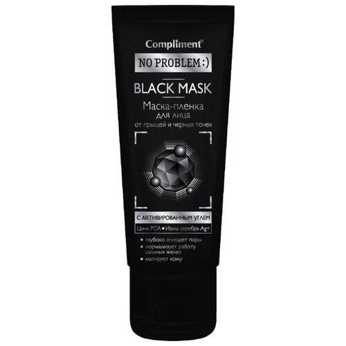 Маска-пленка для лица от прыщей и черных точек Compliment Black Mask с активированным углем, 80 мл G-N-432388004