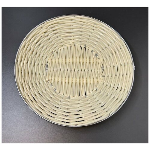 Хлебница-тарелка плетеная круглая, корзинка-тарелка для хлеба 21х2см