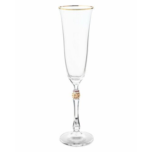 Бокал для шампанского "PARUS", Декор "Отводка золото, золотой шар", 190 мл (набор 6 шт.)