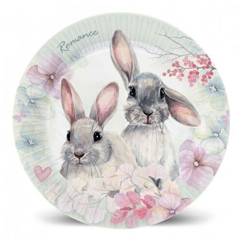 Набор бумажных тарелок «Кролики» (пастель), 6 шт, 18 см