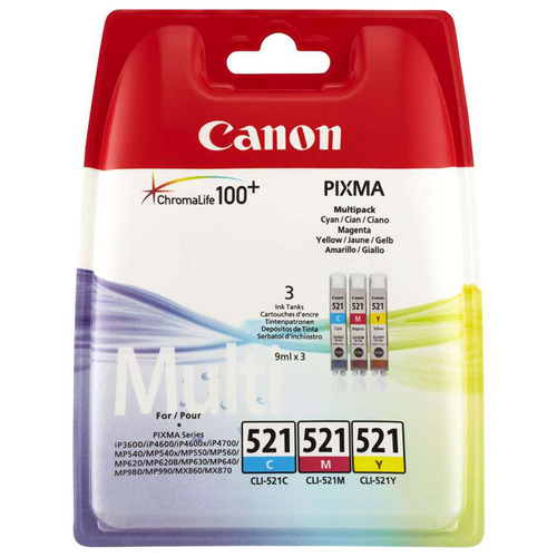 Набор картриджей Canon CLI-521C/M/Y Cyan/Magenta/Yellow - Голубой/Пурпурный/Желтый (2934B010)