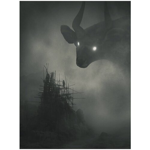 Постер / Плакат / Картина Темное фэнтези - Бык 40х50 см в подарочном тубусе