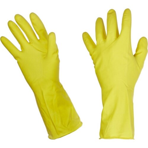Перчатки резиновые PACLAN Professional, хлопковое напыление, желтые, размер L (латекс)